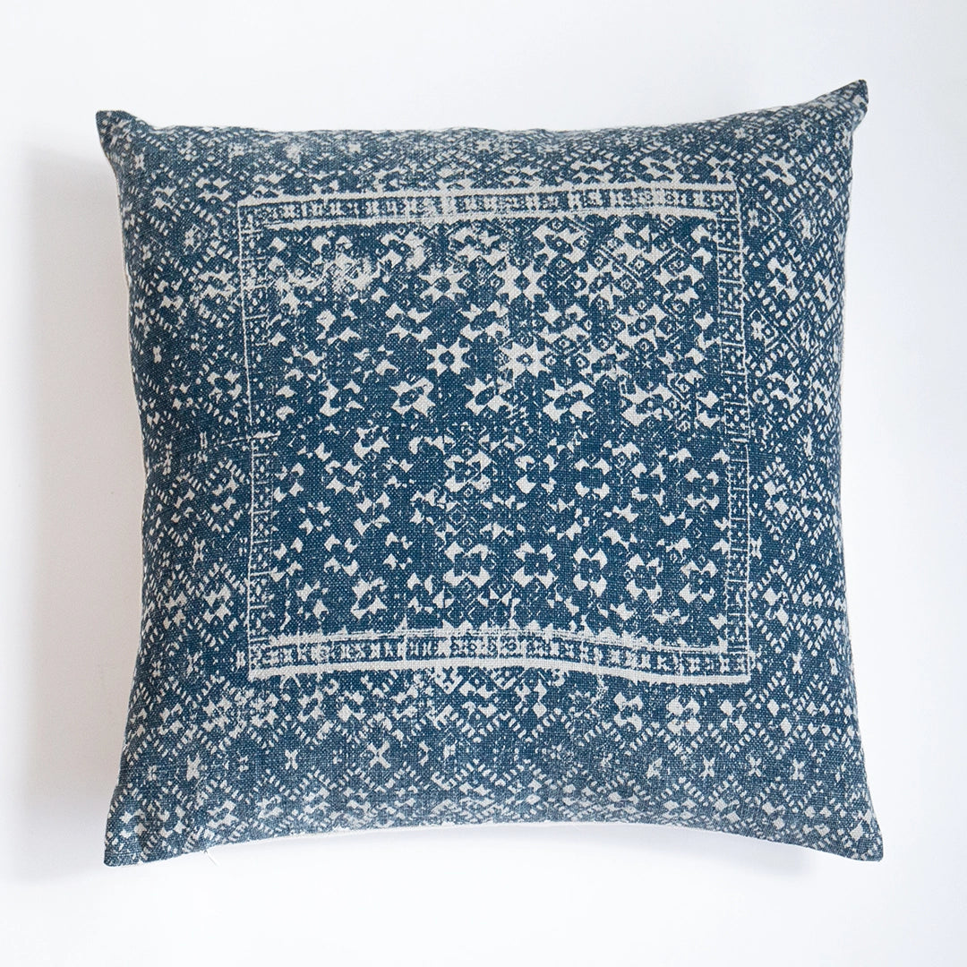 Indigo block print Pillow – Nantucket Looms