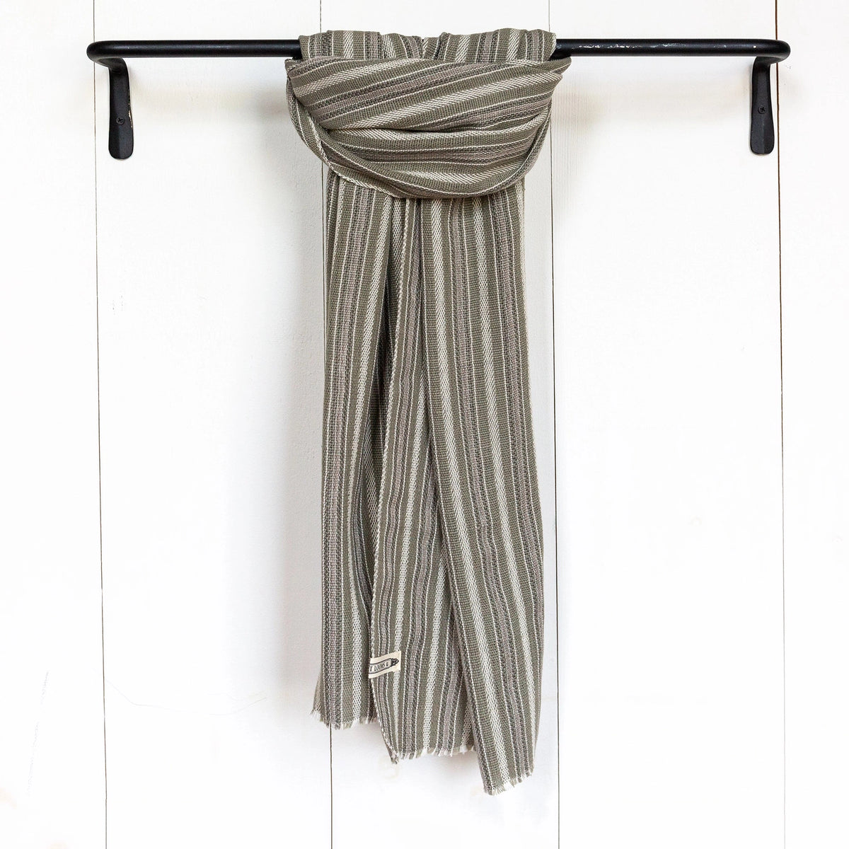 Neutral Stripe Handwoven Cotton Scarf – Nantucket Looms
