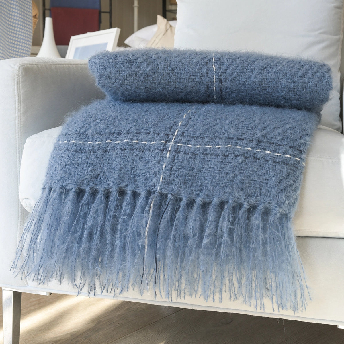 Shadow Blue Handwoven Mohair Throw – Nantucket Looms
