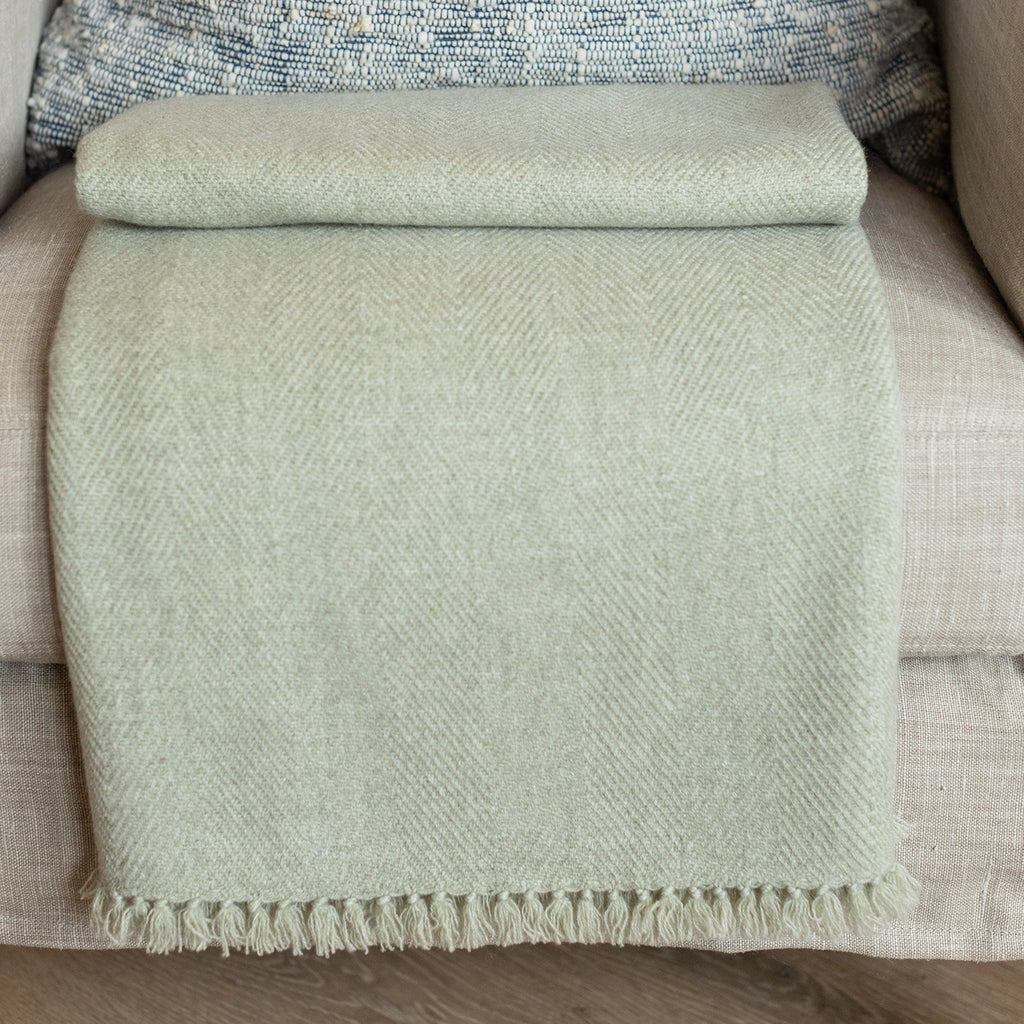 Lichen Green Handwoven Cashmere Throw – Nantucket Looms