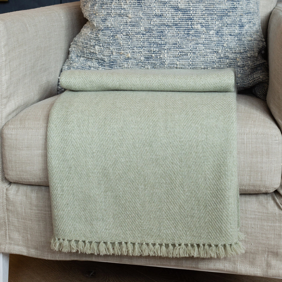 Lichen Green Handwoven Cashmere Throw – Nantucket Looms