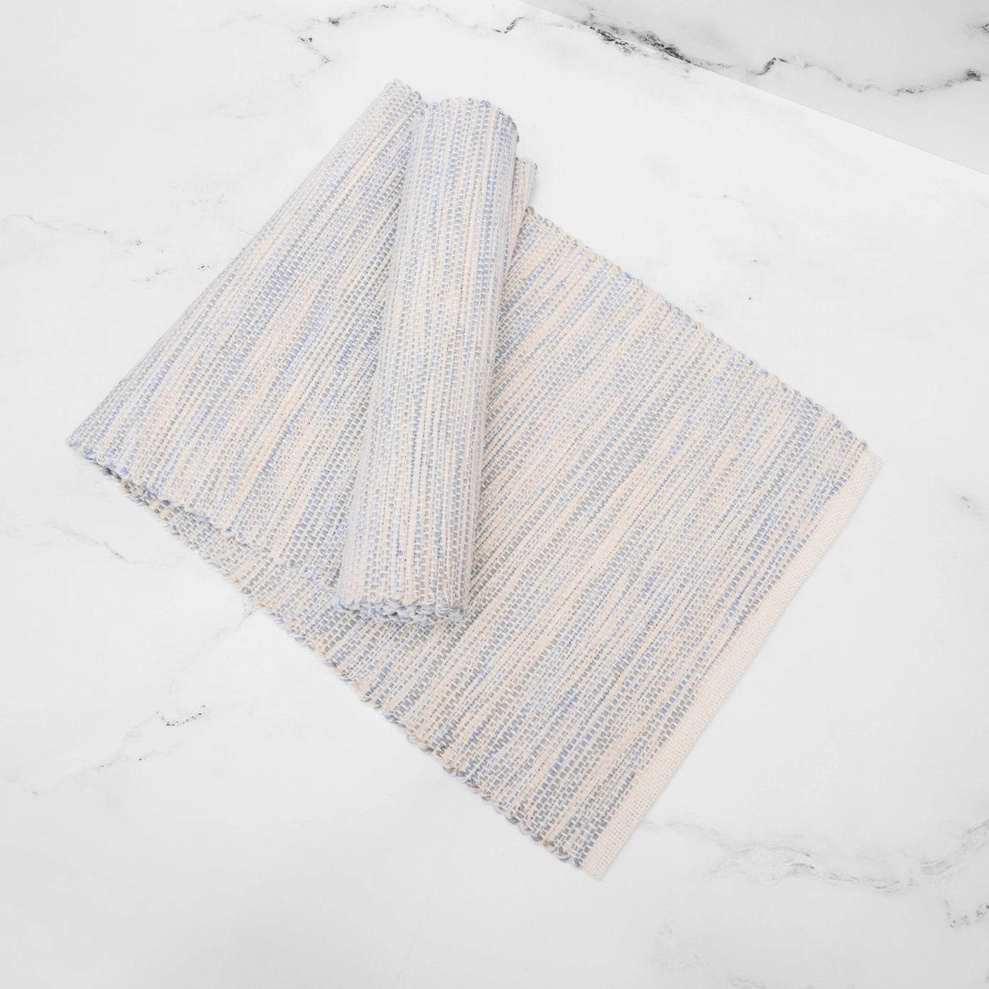 Sky Blue & Gray Table Runner – Nantucket Looms