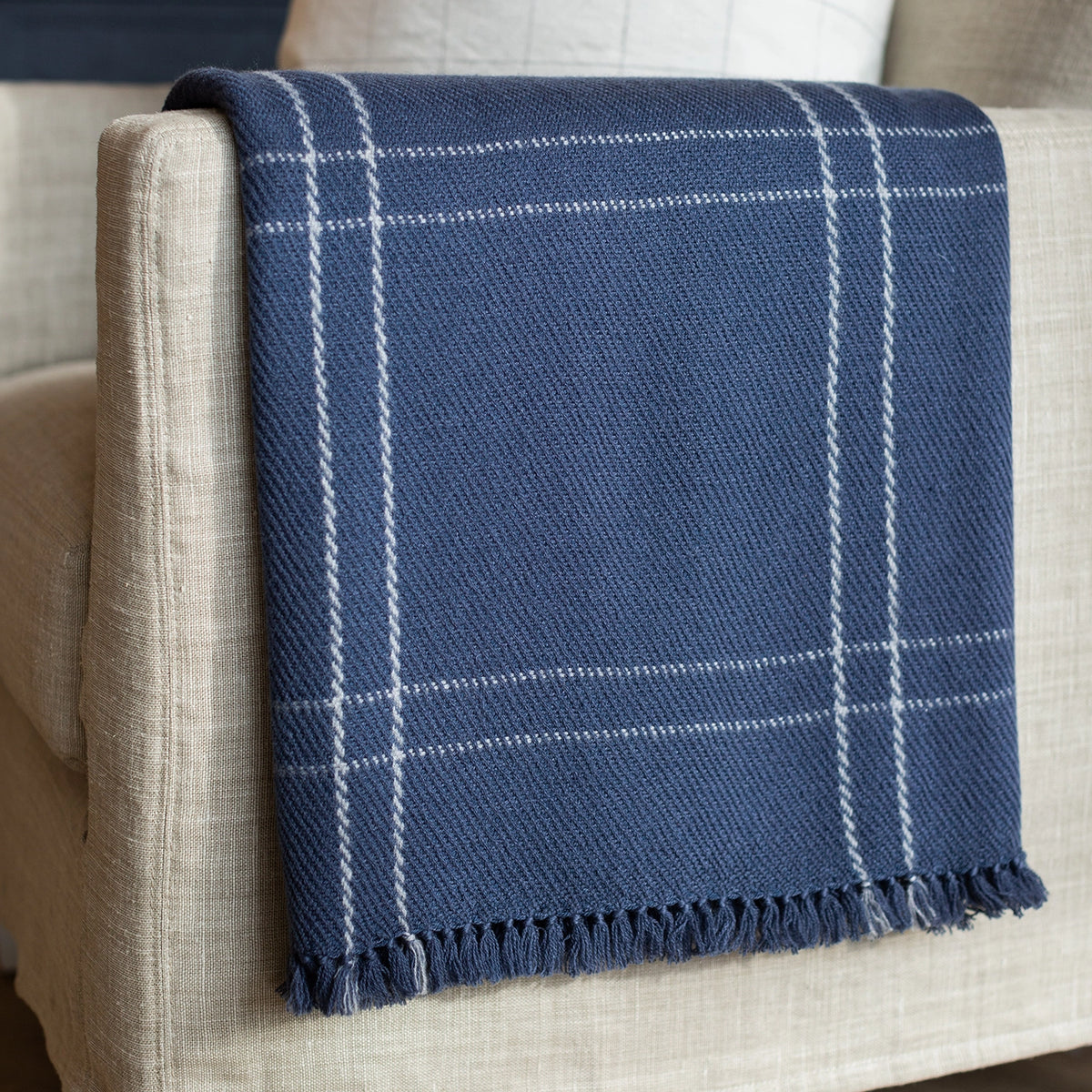 Stone Blue Windowpane Handwoven Cashmere Throw – Nantucket Looms